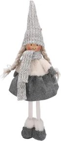 Vánoční figurka holčičky šedá / bílá 48 cm