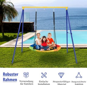 Costway Robustní kovová houpačka Rám zahradní houpačka A-frame modrá +