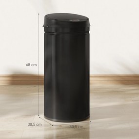 HOMCOM 42l senzorem řízený odpadkový koš s funkcí Soft-Close, bezdotykový odpadkový koš z nerezové oceli pro hygienické kuchyně 851-048V00BK