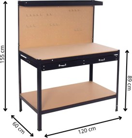 Dílenský pracovní stůl 120x60x155 cm SPRINGOS GRADON