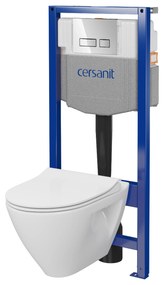 Cersanit Mille, System50 MECH podomítkový rám + závěsná wc mísa Mille Plus CleanOn + chromové tlačítko MOVI II, S701-752