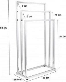 Erga Lonia, tříramenný věšák na ručníky 41x22x85 cm, chromová, ERG-YKA-P.LONIA3-CHR