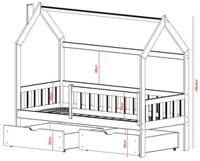 Legno Dětská postel ve tvaru domku Natka bílá Rozměr (cm): 90x200