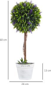 HOMCOM Umělá rostlina levandule sada 2 umělých rostlin, pokojová rostlina 60 cm v květináči, umělý strom s umělým mechem pro interiér, exteriér | Aos…