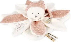 Doudou Dárková sada Plyšový muchláček medvídek s čepičkou 25 cm růžový