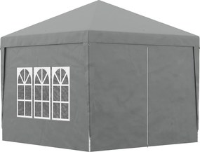 Outsunny Skládací Altán 3x3 s 2 Dveřmi a 2 Okny, 4 Bočními Panely a Taškou, Ocelový a Oxfordský Textil pro Zahradu, Akce, Kempování, Světlá Šedá | Aos