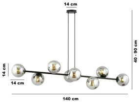 Lustr na lanku ROSSI 8xE14/10W/230V černá/šedá
