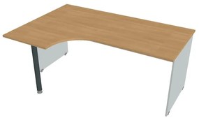 Stůl ergo 180 x 120 cm, pravý Hobis Gate GE 1800 60 P Dekor lamino podnože: dub, Dekor korpusu: šedá, Barva nohy: černá