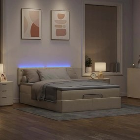 Osmanská postel s matrací &amp; LEDs Cream 140x200 cm Látka 3312400