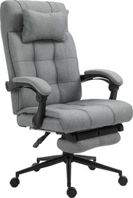 Kancelářská židle Vinsetto s polštářem pod hlavu a područkami, výškově nastavitelná otočná židle s podnožkou, lněná, ergonomická, 66 x 70 x 116-124 c…
