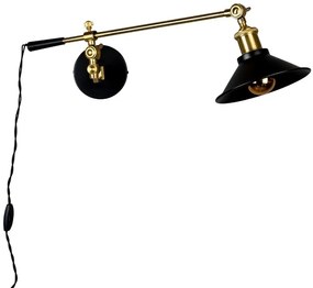 OnaDnes -20% Černo zlatá kovová nástěnná lampa DUTCHBONE PENELOPE