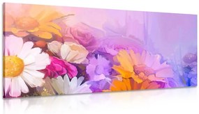 Obraz olejomalba pestrobarevných květů Varianta: 120x40