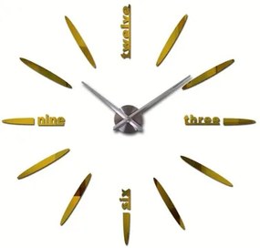 Nástěnné 3D hodiny - motiv jehla Varianta: Zlatá, Velikost: 119 cm
