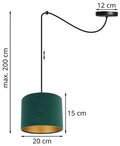 Závěsné svítidlo MEDIOLAN SPIDER, 1x textilní stínítko (výběr z 10 barev), (výběr ze 2 barev konstrukce), G