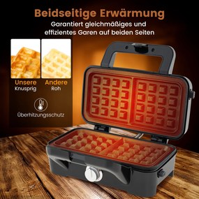 Costway 3-in-1 Vaflovač a lis na panini a sendvičovač Přenosný elektrický
