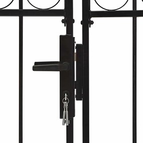 Plotová brána ASSEN dvoukřídlé dveře s klenutým vrškem ocel 400 x 150 cm 143094