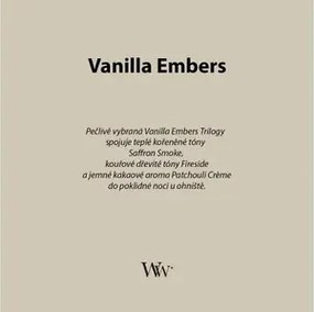 WoodWick Trilogy Vanilla Embers svíčka velká