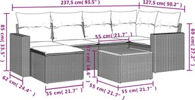 7dílná zahradní sedací souprava s poduškami černá polyratan 3224222
