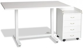 Dětský rostoucí stůl Marouk KS 1 s kontejnerem – bílý, 120×53,5-82,5×67,5