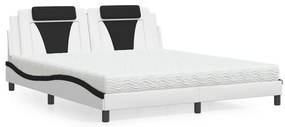 Postel Viana s matrací bílá a černá 180 x 200 cm umělá kůže 3208816