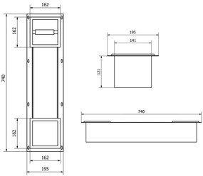 Mexen X-Wall-BP, držák na toaletní papír se zabudovaným zásobníkem, černá matná, 1974