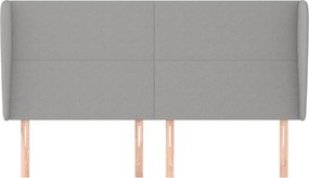 Čelo postele typu ušák světle šedé 203x23x118/128 cm textil 3117698