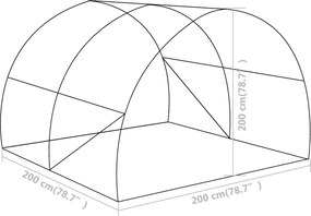 vidaXL Marketos Fóliovník 4 m² 2 x 2 x 2 m