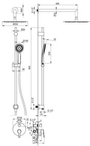 Deante Concealed shower set, with sliding bar - with shower head