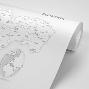 Samolepiaca tapeta čiernobiela mapa Slovenskej republiky