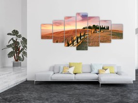 Obraz - Dům na kopci, Toskánsko, Itálie (210x100 cm)