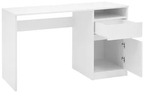 Bílý psací stůl se skříňkou a zásuvkou BILL