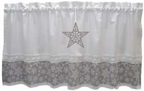 Hotová bavlněná záclona vločky s hvězdou, výška 60cm, různé rozměry šedá Šířka: 100cm