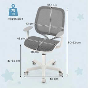 Costway Výškově nastavitelná dětská otočná židle s brzdou sedadla