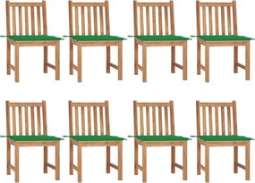vidaXL Zahradní židle s poduškami 8 ks masivní teak [3073143] Barva: Zelená