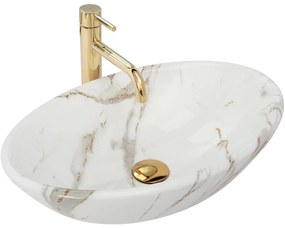 REA-U9685 - Umyvadlo na desku PAMELA 33x53 cm keramika/dekor mramoru REA-U9685