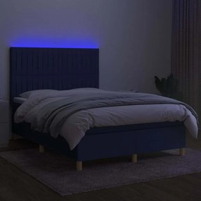 Box spring postel s matrací a LED modrá 140x190 cm textil 3135595