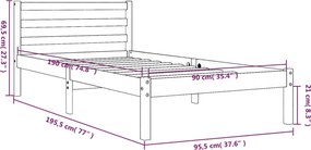 vidaXL Rám postele 90 x 190 cm Single masivní borovice [835812] Barva: Voskově hnědá