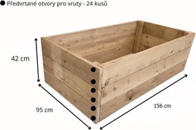 Dřevěný vyvýšený záhon extra bytelný Krušnohorský Nábytek 1B1 156 x 96 x 36 cm smrk přírodní s nátěrem