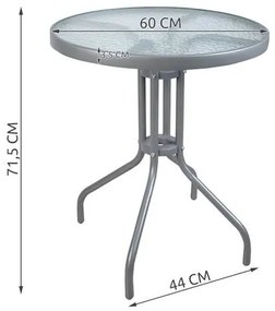 Malatec Balkónový stolek 60 cm, šedý, 5091