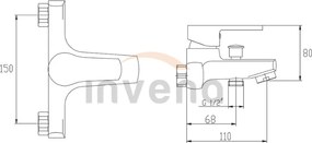 Invena Verso, vanová baterie bez příslušenství 150mm, chromová, INV-BW-82-001-C