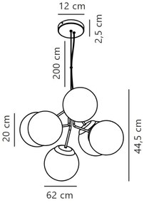 Nordlux - Lustr na lanku IVONA 6xE27/28W/230V zlatá