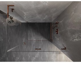 Mexen Lunar-F L, pravý sklápěcí sprchový kout 95 x 70 cm, 8mm čiré sklo, profil růžové zlato, 836L-095-070-60-00-P