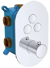 Mereo - Termostatická baterie pod omítku, pro 3 spotřebiče, s tělesem, chrom CB60157TB