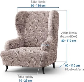 Bielastické potahy BRILLANTE hnědé křeslo ušák (š. 60 - 110 cm)
