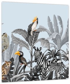 Obraz zvířat v tropickém lese (30x30 cm)