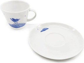 Porcelánový šálek s podšálkem Na vlnách ptačí radosti, 280 ml – s originální českou kresbou