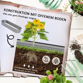 Outsunny Kovový Vysoký Záhon, Pěstební Box, Zahradní Záhon, DIY Pěstebník s Otevřeným Dnem, Bylinkový Záhon pro Zahradu, Balkon, Stříbrná 195 x 62 x …