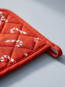 Sinsay - Kuchyňská chňapka a podložka pod hrnec s motivem cukrových hůlek - červená