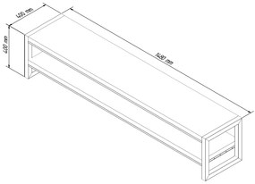 Wuders TV stolek Singapur s masivní dubovou deskou 1480 x 400 mm