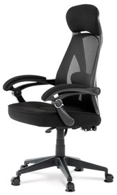 AUTRONIC Kancelářská židle, potah černá látka a černá síťovina MESH, PC mech. s aretací